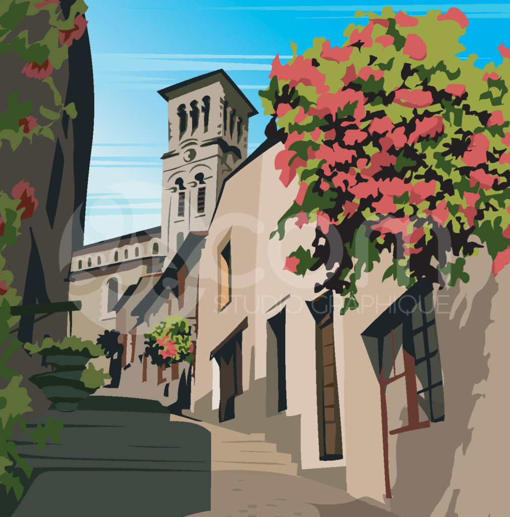 Vente d'affiche illustrée sur la ville de Clisson - La rue Tire Jarret 44
